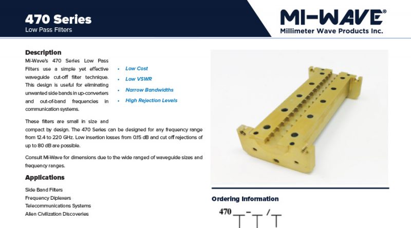 RF Low Pass Filter | Waveguide Filter | Mi-Wave Products