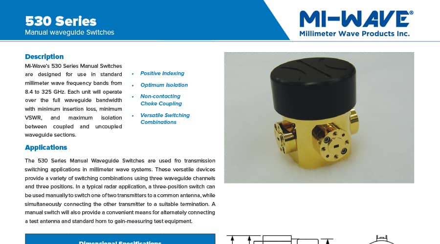 Manual Waveguide Switch | Millimeter Wave products